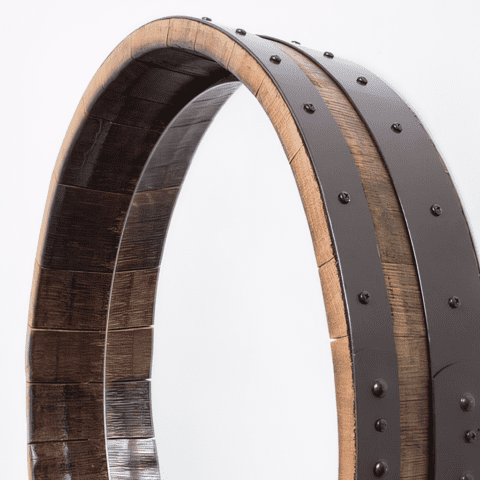 Inverted Hammered Copper Wine Barrel Mirror | Alpine Wine Design