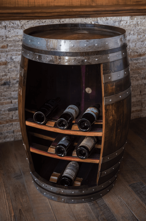 Dark Walnut Wine Barrel Cabinet | Alpine Wine Design