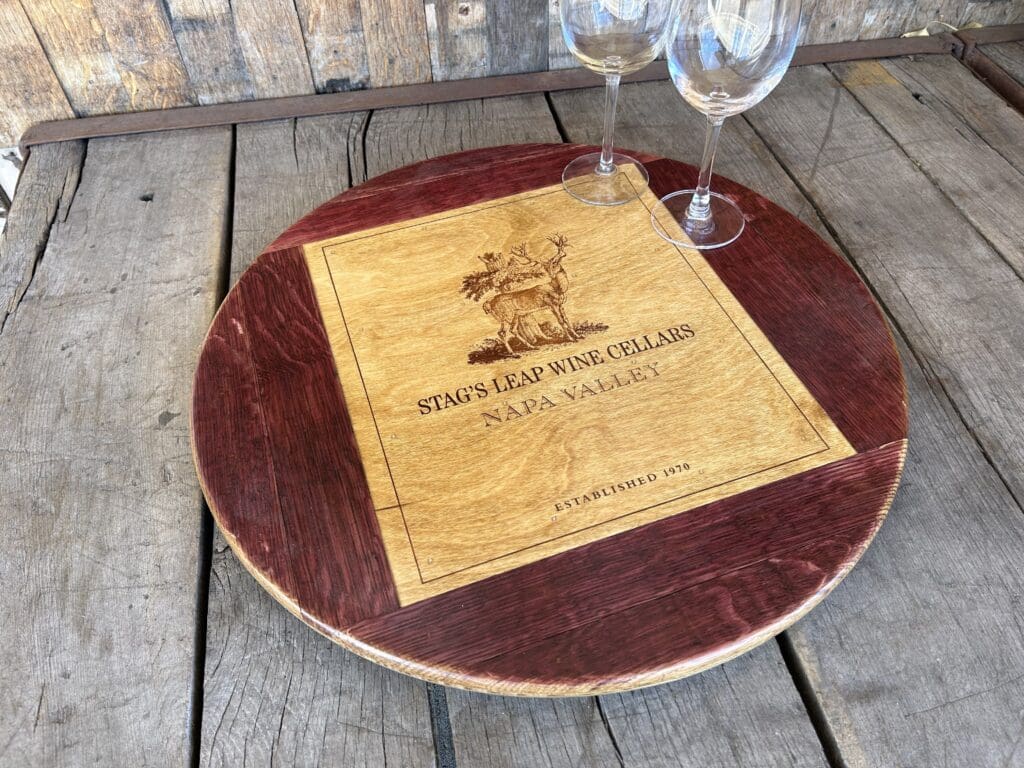 Large Stag’s Leap Crate Lazy Susan with Wine Barrel Surround | Alpine ...
