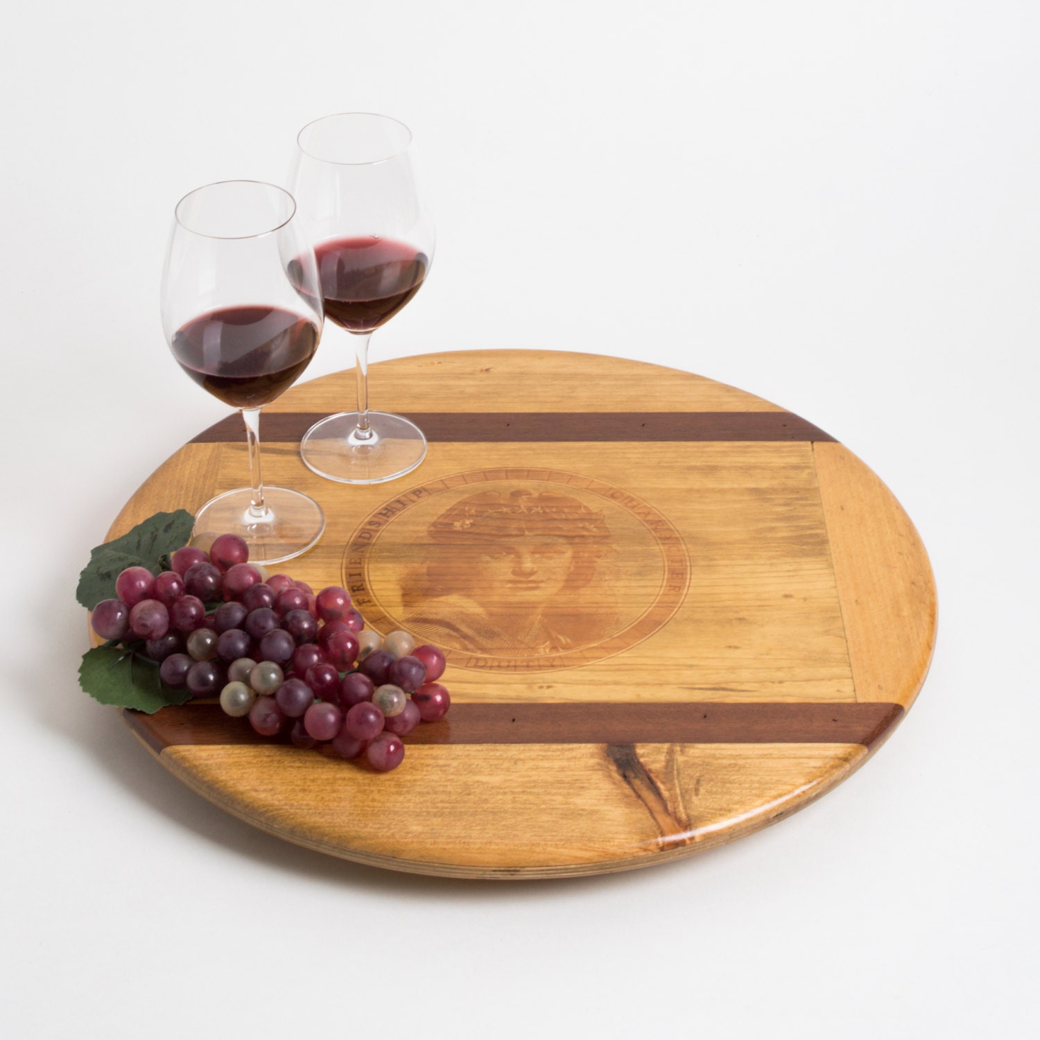 Large Bond Matriarch Wine Crate Lazy Susan with Inlay | Alpine Wine Design